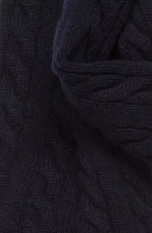 Thom Browne Cable Knit Virgin Wool Scarf - Navy