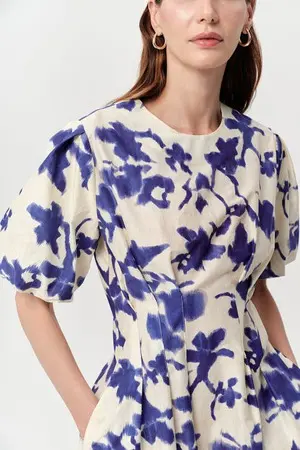 EXQUISE Puff Sleeve Mini Dress