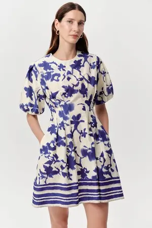 EXQUISE Puff Sleeve Mini Dress