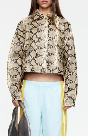 Lioness Angel Faux Snakeskin Jacket - Camel