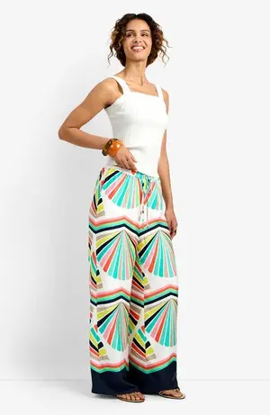 Trina Turk Wide Leg Printed Modal Pants