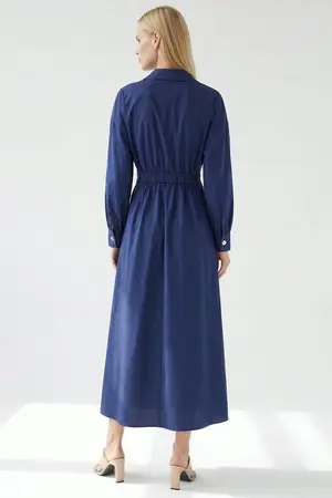 EXQUISE Delray Long Sleeve Buttoned Midi Dress