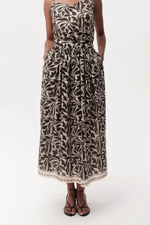 EXQUISE Chantal High Waist Zippered Midi Skirt