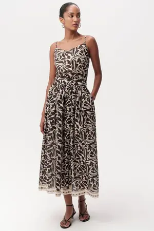 EXQUISE Chantal High Waist Zippered Midi Skirt