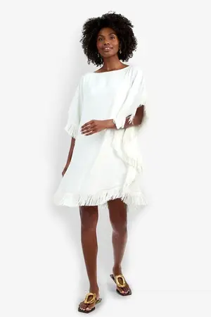 Trina Turk Mini Neena Fringe Kaftan Dress