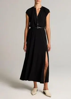 Vince Studded Matte Jersey Cap-sleeve Midi Dress