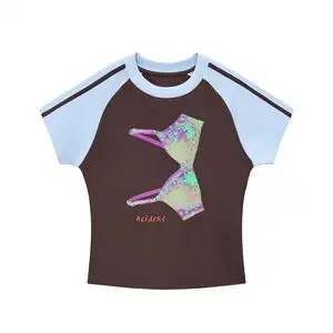 ACID CAT Side Bra Vibe Etcetera And Blue T Shirt - Brown