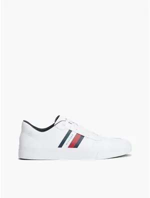 Tommy Hilfiger Signature Stripe Coated Leather Low Top Sneakers