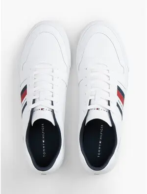 Tommy Hilfiger Signature Stripe Coated Leather Low Top Sneakers