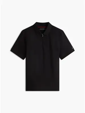 Tommy Hilfiger Regular Fit Quarter-zip Wicking Polo - Black
