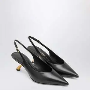 FERRAGAMO Kidskin Leather Slingback With Sculptural Heel - Black