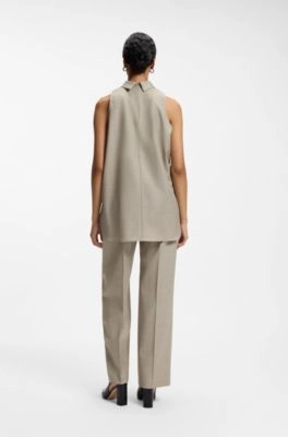 BOSS Sleeveless Tailored Blouse In Stretch Virgin Wool