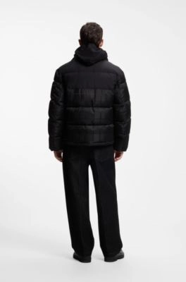 Hugo Water-repellent Puffer Jacket With Jacquard Check Pattern