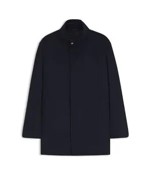 BOSS Formal Coat In Italian Fabric With A Stand Collar - Dark Blue