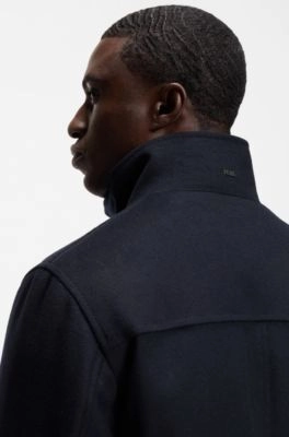 BOSS Formal Coat In Italian Fabric With Stand Collar