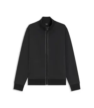 BOSS Cotton Sweatshirt With Zipper Neck - Black