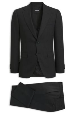 BOSS Micro-patterned Slim-fit Suit In Italian Virgin Wool