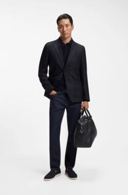 BOSS Slim-fit Blazer In Checked Virgin Wool