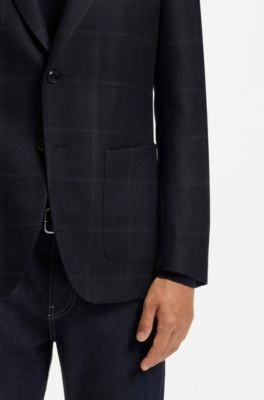 BOSS Slim-fit Blazer In Checked Virgin Wool
