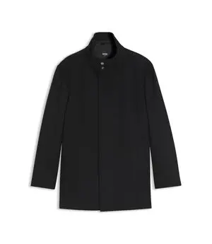 BOSS Formal Coat In Italian Fabric With A Stand Collar - Black