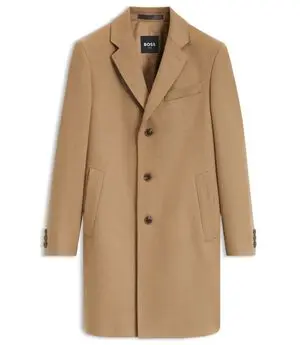 BOSS Slim-fit Formal Wool Coat With Cashmere - Beige