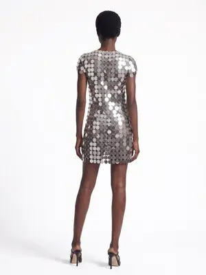 Rabanne Mini Sequins Dress - Silver