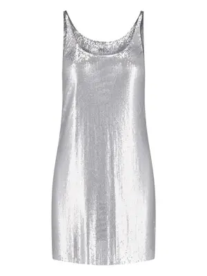 Rabanne Metallic Knit Mini Dress - Silver
