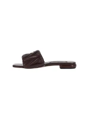 Miu Miu Quilted Leather Square Toe Sandals - Brown
