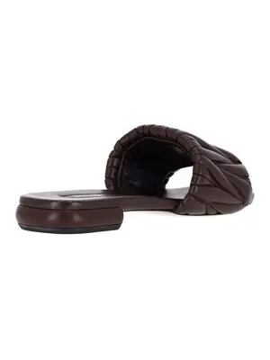 Miu Miu Quilted Leather Square Toe Sandals - Brown