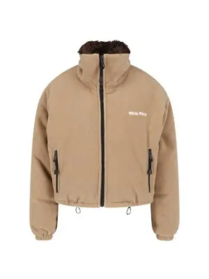 Miu Miu Miu Miu Fleece Logo Jacket Brown