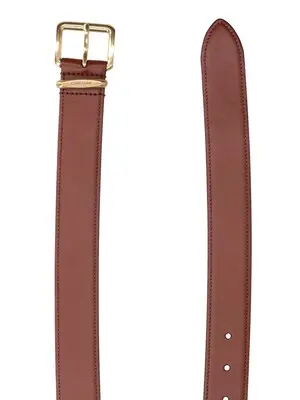 Miu Miu Calfskin Belt With Gold Metal Logo Buckle