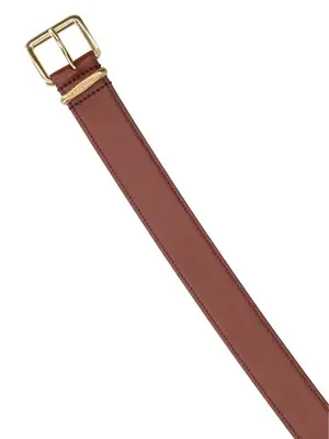 Miu Miu Calfskin Belt With Gold Metal Logo Buckle