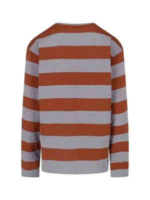 Miu Miu Striped Logo Long Sleeve T-shirt