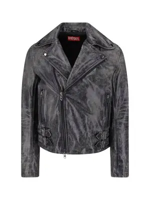 MAISON MARGIELA Diesel Leather Biker Jacket - Black