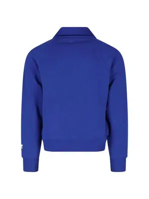 AMI Paris Miu Miu Cotton Zip Sweatshirt With High Collar And Logo - Blue