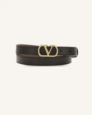 Valentino Garavani Smooth Leather Reversible Belt With Vlogo Signature Buckle