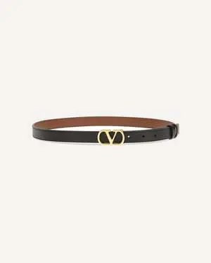 Valentino Garavani Smooth Leather Reversible Belt With Vlogo Signature Buckle