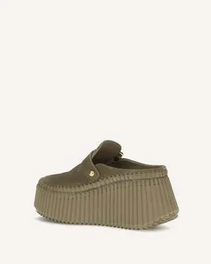 Chloé Nama Sabot With Iconic Buckle Detail - Khaki