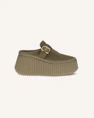 Chloé Nama Sabot With Iconic Buckle Detail - Khaki