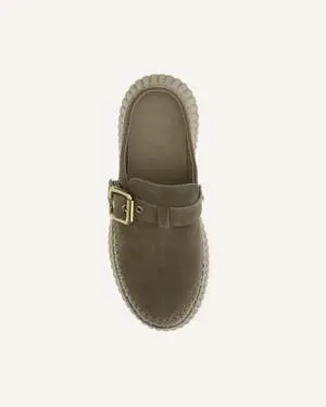 Chloé Nama Sabot With Iconic Buckle Detail - Khaki