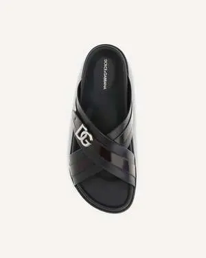 Dolce & Gabbana Smooth Calf Leather Slide Sandals