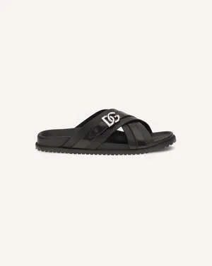 Dolce & Gabbana Smooth Calf Leather Slide Sandals - Black