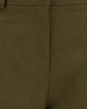 Max Mara Adorni Cropped Pants With Contrasting Stitching And Cuffed Hem - Green