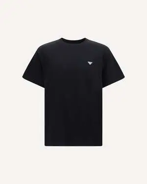 Prada Cotton T-shirt With Triange Ogo Mae - Black
