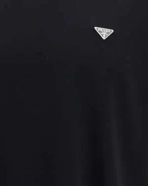 Prada Cotton T-shirt With Triange Ogo Mae - Black