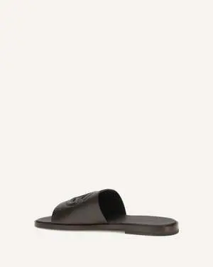 Dolce & Gabbana Embossed Logo Slide Sandals - Brown