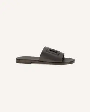 Dolce & Gabbana Embossed Logo Slide Sandals - Brown