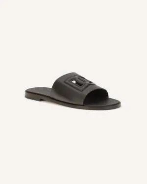 Dolce & Gabbana Embossed Logo Slide Sandals - Brown