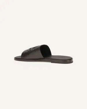 Dolce & Gabbana Embossed Logo Slide Sandals - Brown