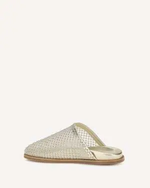 FORTE_FORTE Embellished Mesh Sabot - Silver